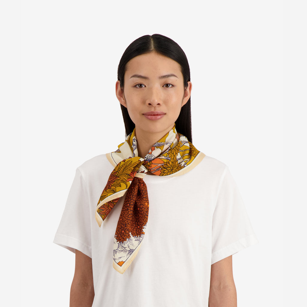 Magnus Orange Square Cotton/Silk Scarf – From Dust