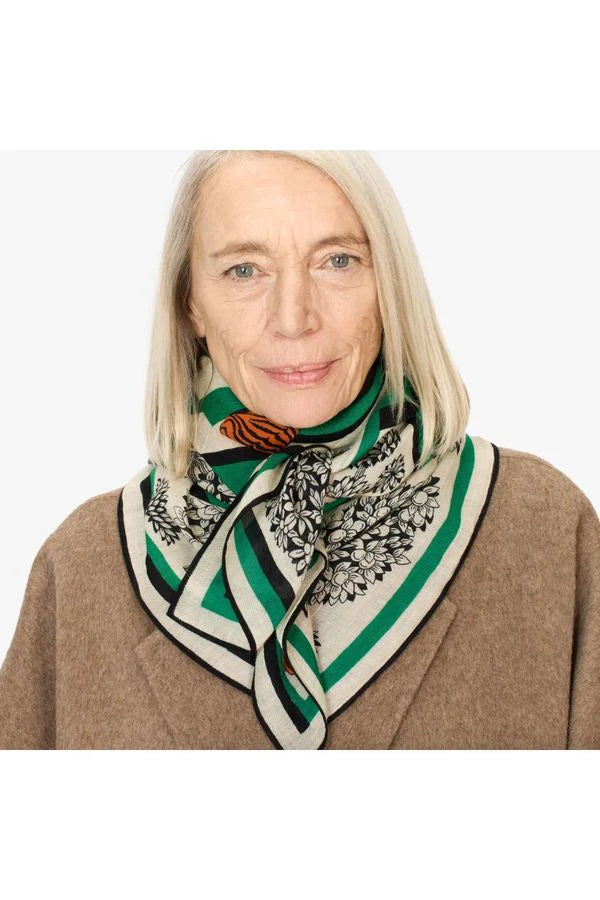 Labyrinthe Green Square Wool Scarf – From Dust