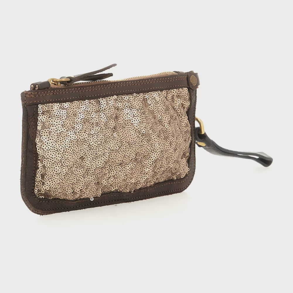 Flavia Medium Pailettes Pouch - Oro Chiaro/Moro – From Dust