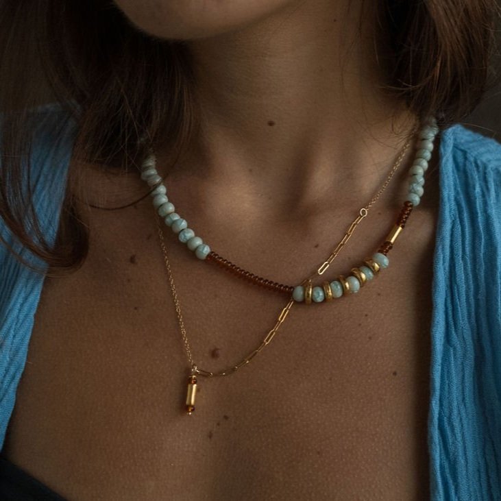 Aqua & Chestnut Necklace – From Dust